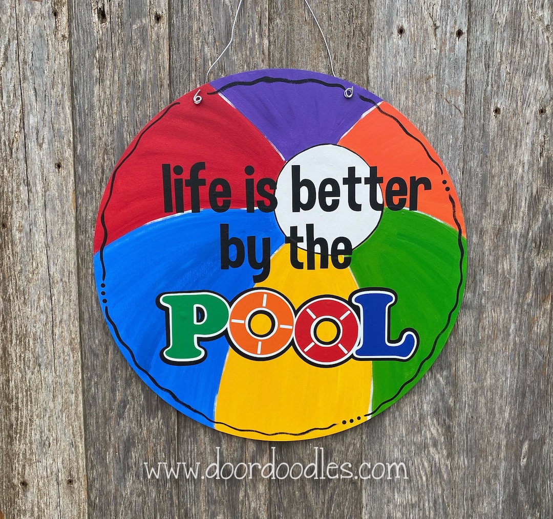 Beach Ball Pool Door Sign Hanger Wood Custom - Etsy