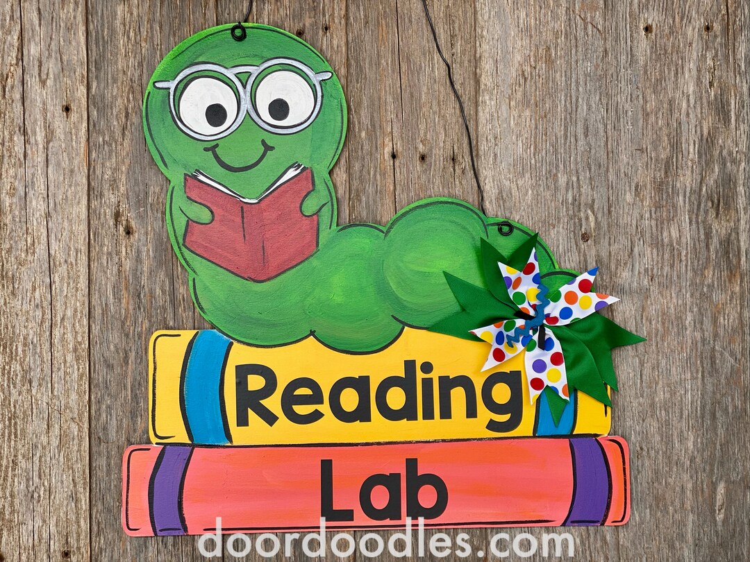 Books With Bookworm Book Worm Librarian Teacher Door Hanger Hanging ...