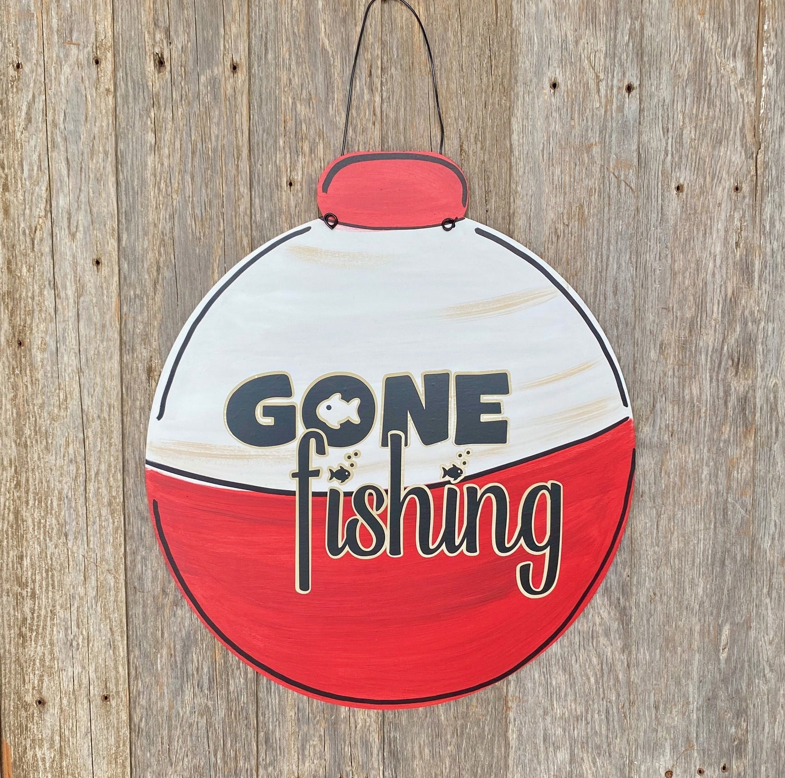 Gone Fishing Bobber Front Door Hanger Decoration Hanging Hang Wreath ...