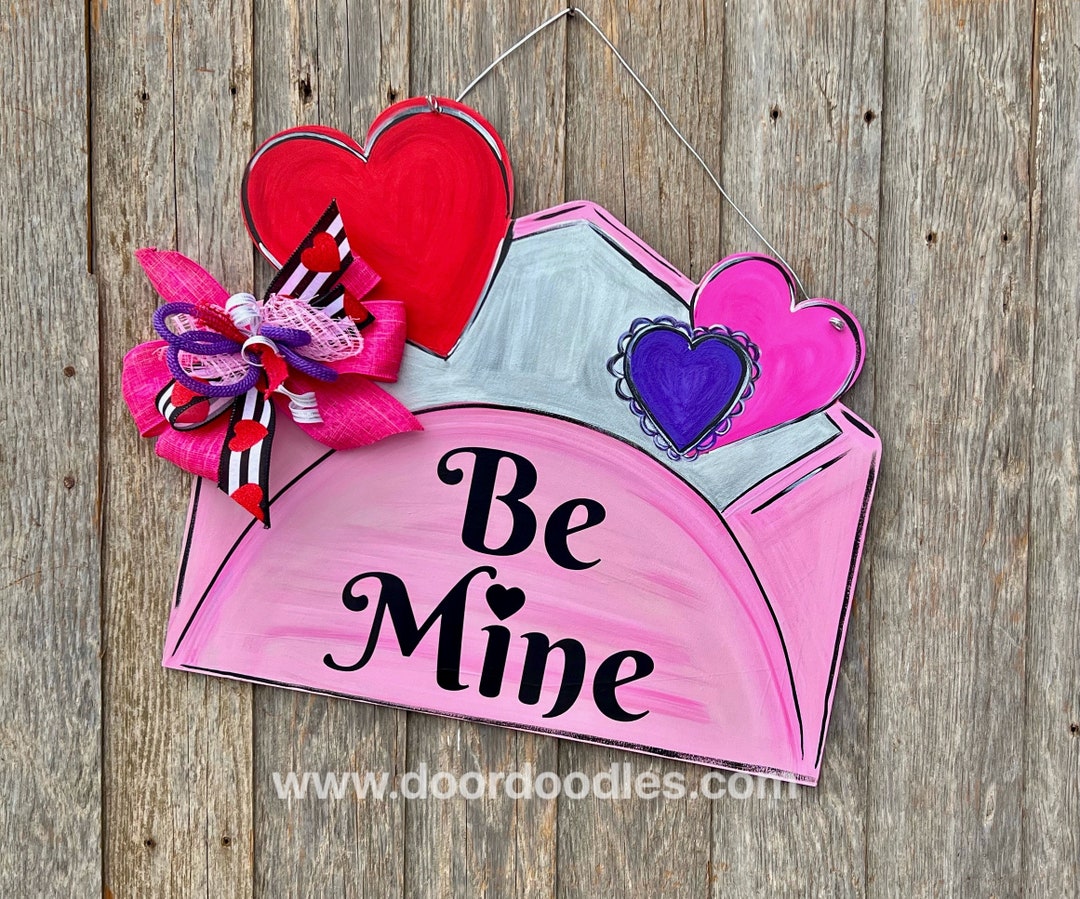 Ships Now! Valentine's Day Door Hanger Be Mine Envelope Red Pink Wood ...