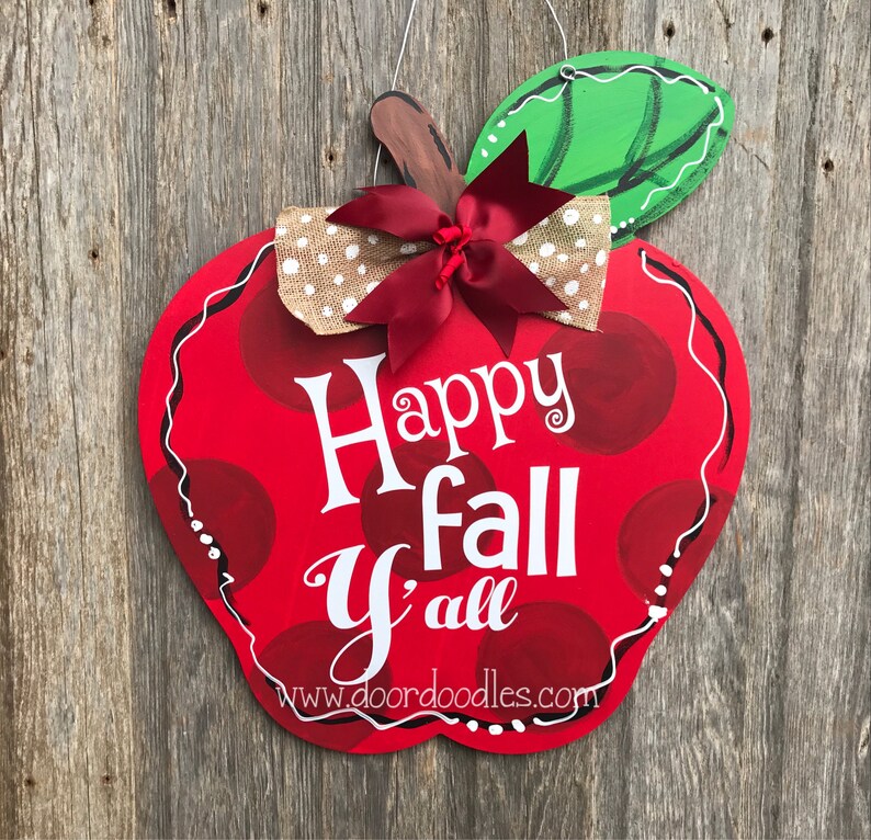 Rustic Apple Door Decoration Hanger Hanging Wreath Back to School - Etsy