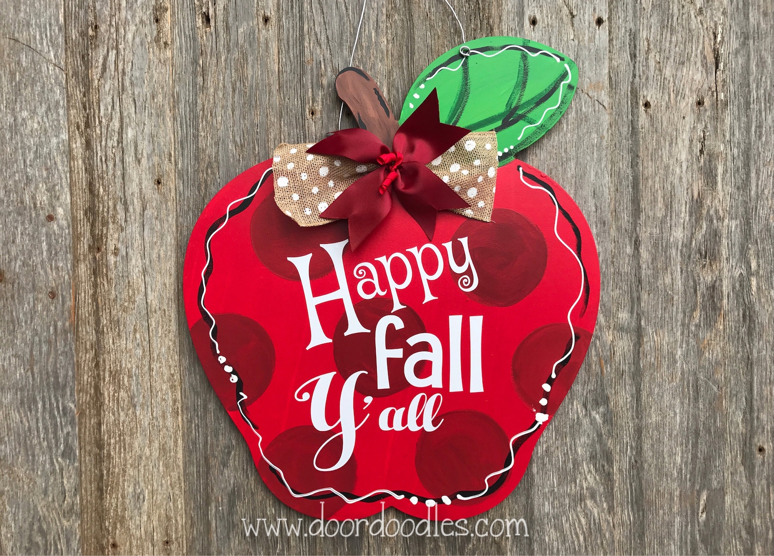 Rustic Apple Door Decoration Hanger Hanging Wreath Back to - Etsy