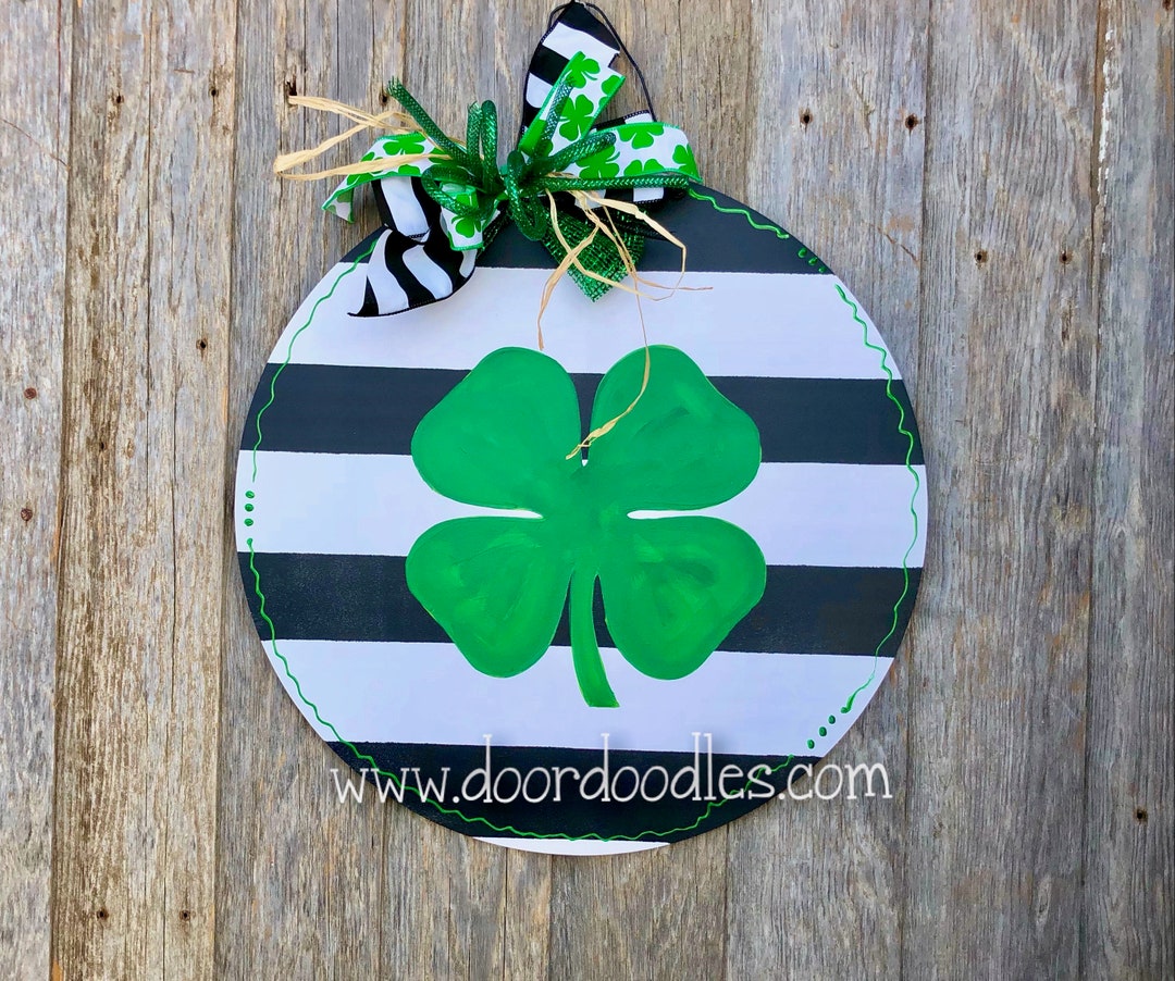 Shamrock Clover St Patricks Day Door Hanger Decoration Wooden Hang ...