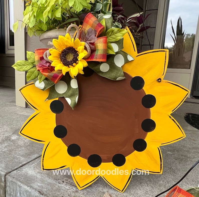 Sunflower Front Door Hanger Door Decoration Wood Wooden - Etsy