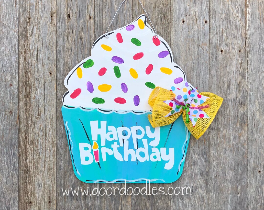 Cupcake Cake Birthday Candle HUGE Front Door Decoration Hanging ...