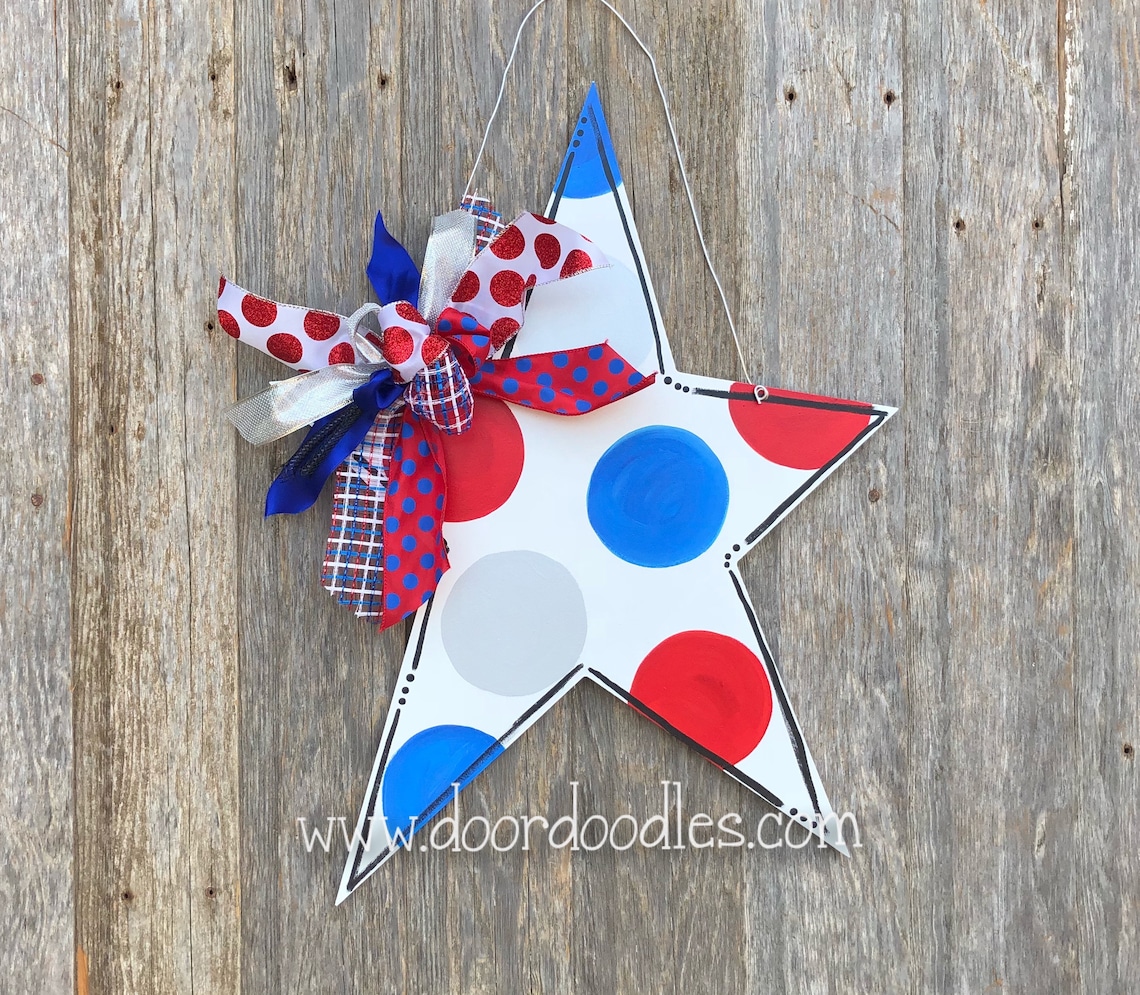 4th of July Jumbo Huge Funky Star Front Door Decoration Patriotic Door ...