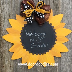 Sunflower With Chalkboard Center Classroom Sign or Front Door Hanger ...
