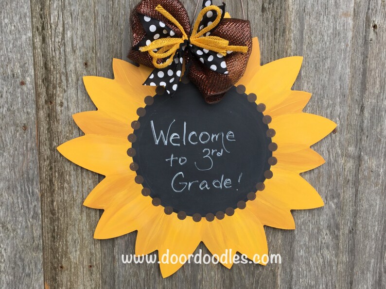 Sunflower With Chalkboard Center Classroom Sign or Front Door Hanger ...