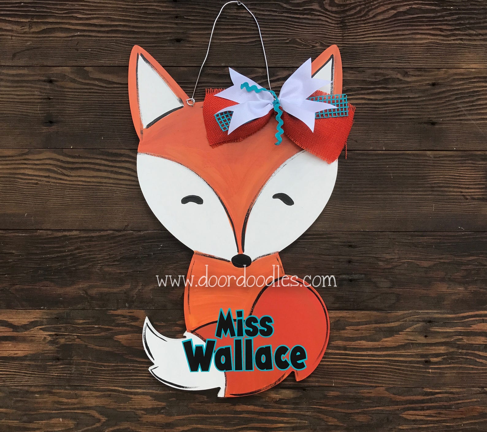 Fox Wooden Door Hang Hanger Hanging Door Doodles Wood Wooden Custom ...