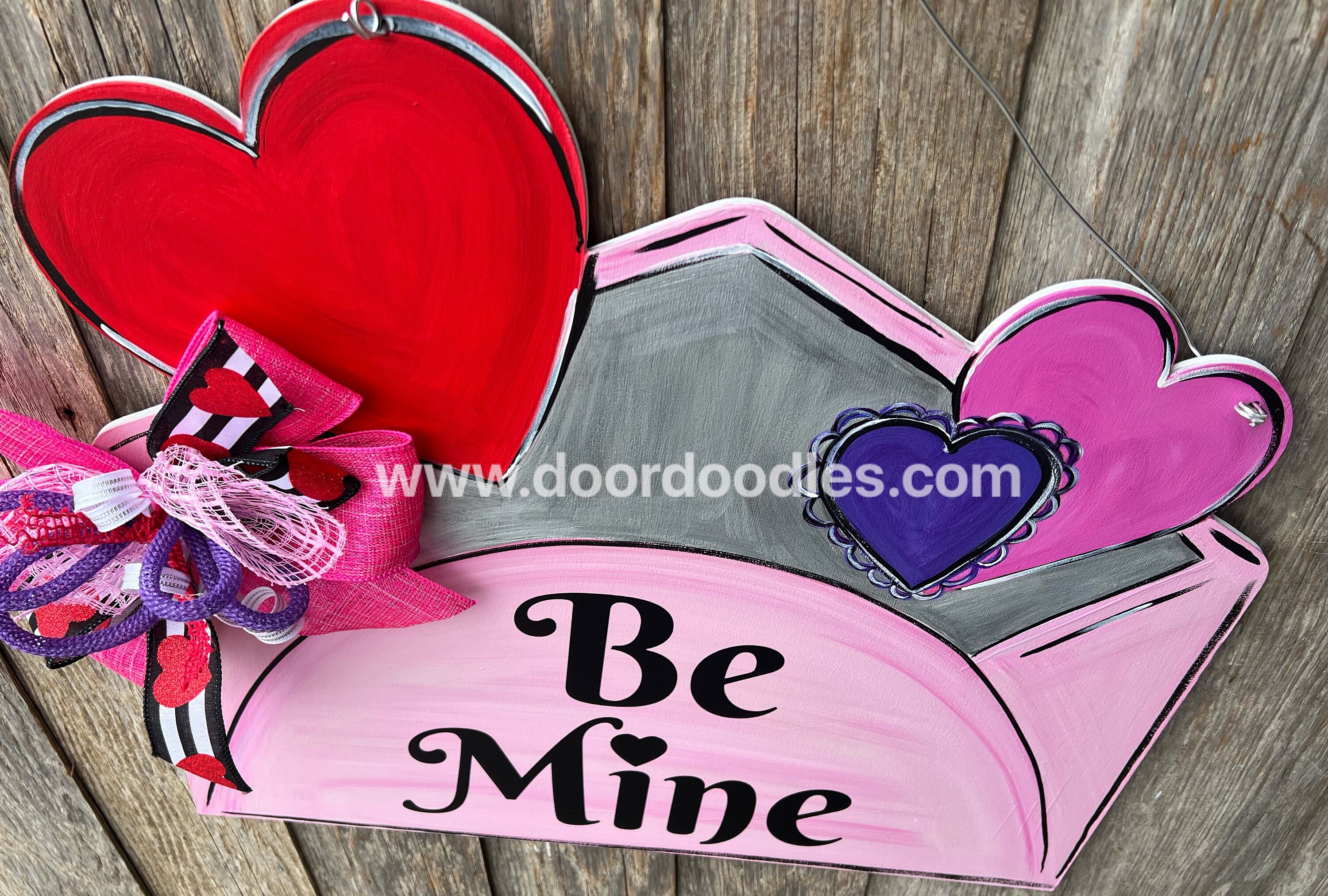 Ships Now! Valentine's Day Door Hanger Be Mine Envelope Red Pink Wood ...