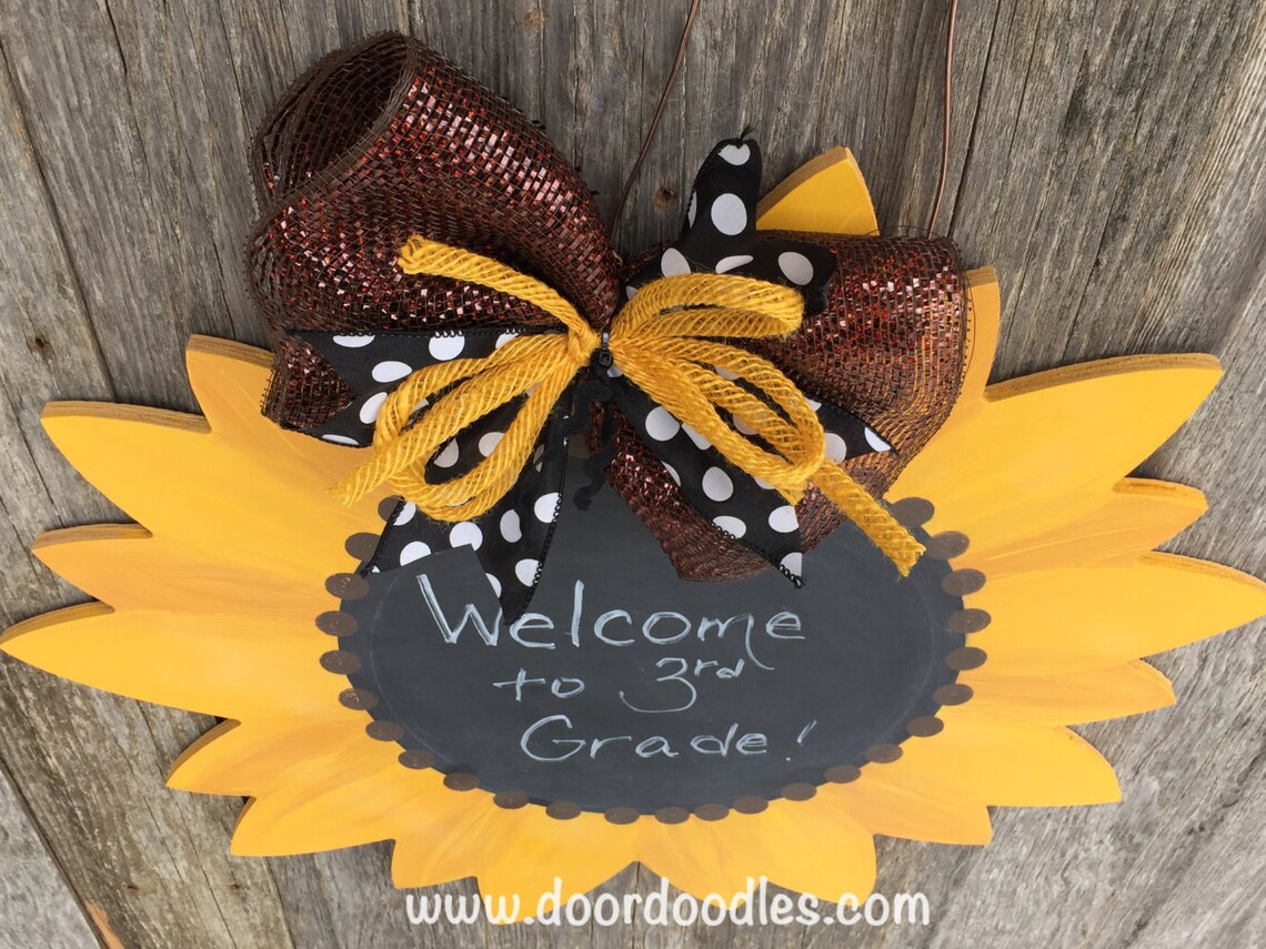 Sunflower With Chalkboard Center Classroom Sign or Front Door Hanger ...