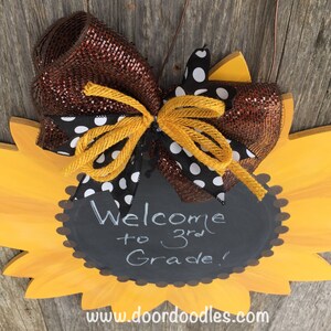 Sunflower With Chalkboard Center Classroom Sign or Front Door Hanger ...