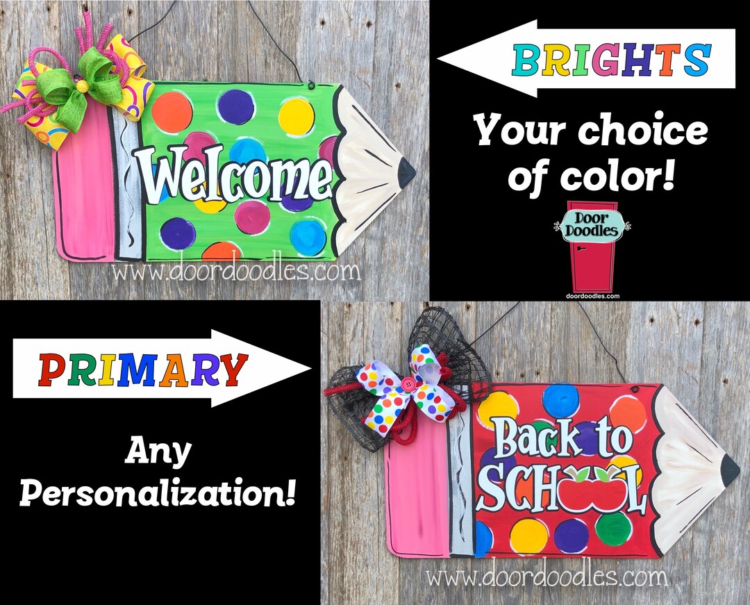 Pencil Door Hanger Sign in Choice of Colors and Personalization, Back ...