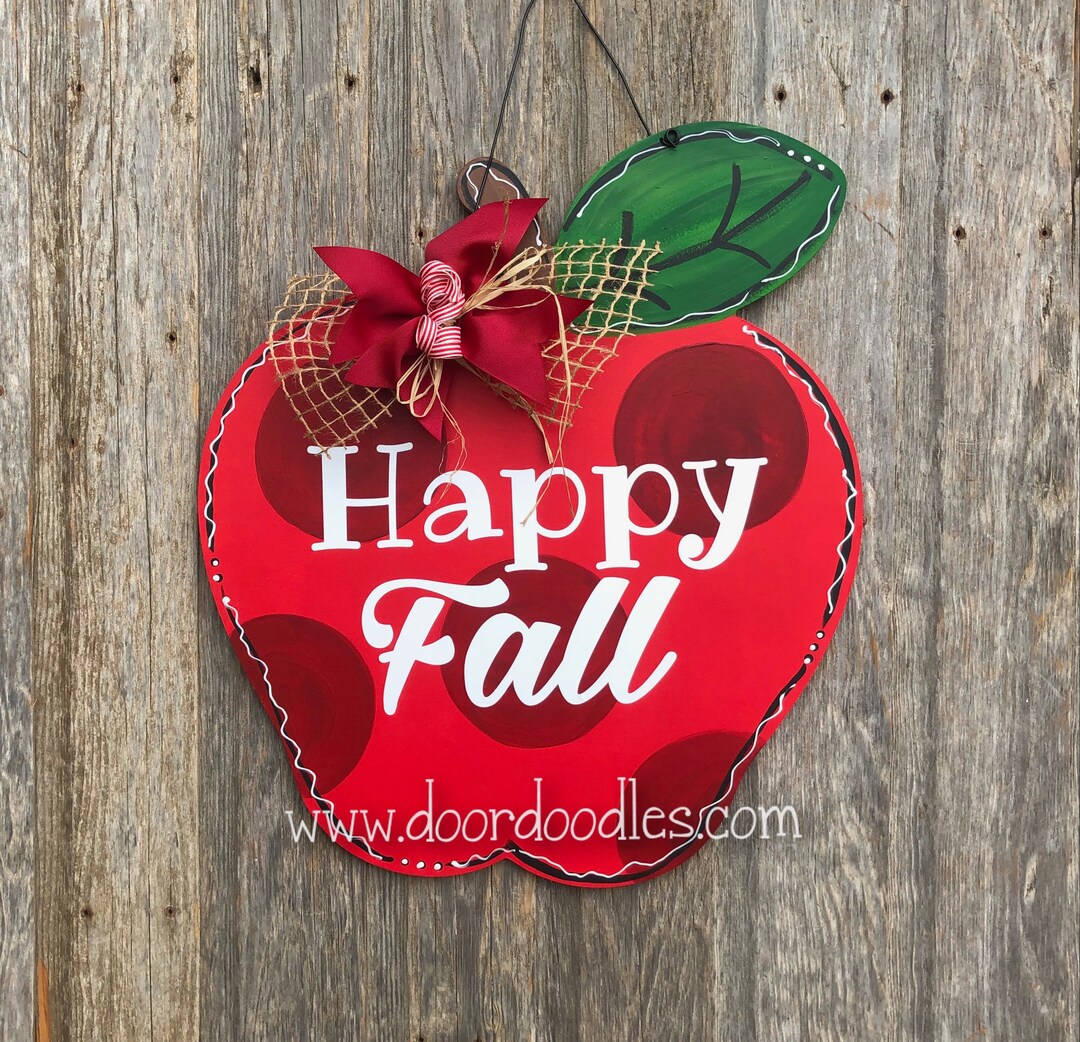 Rustic Apple Door Decoration Hanger Hanging Wreath Back to School - Etsy