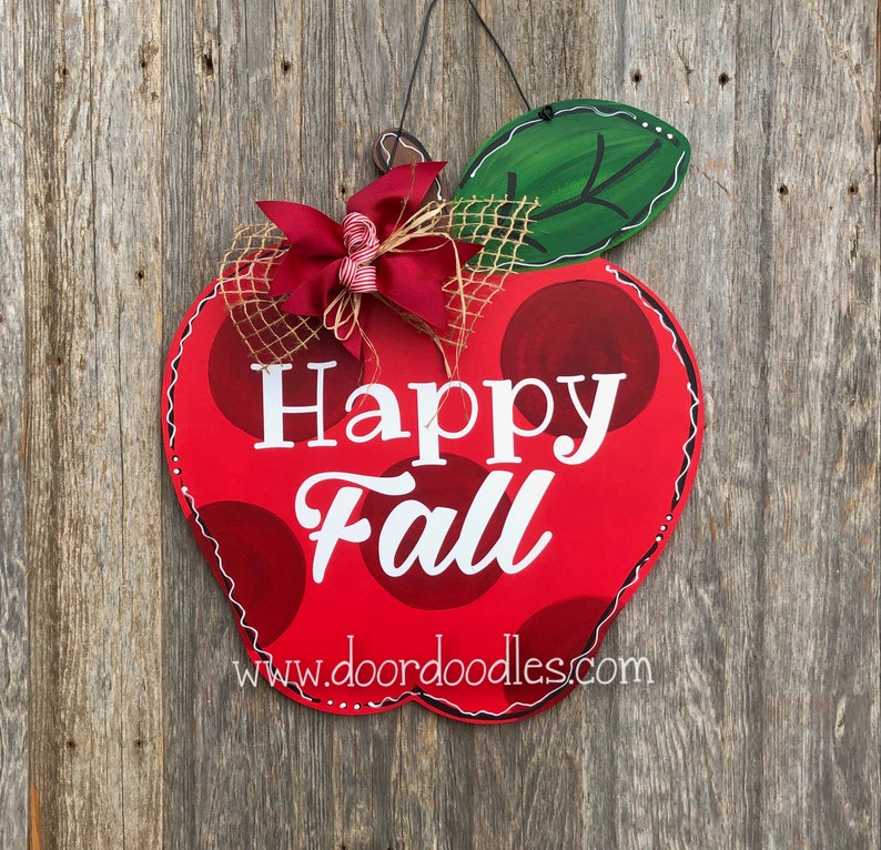 Rustic Apple Door Decoration Hanger Hanging Wreath Back to School - Etsy