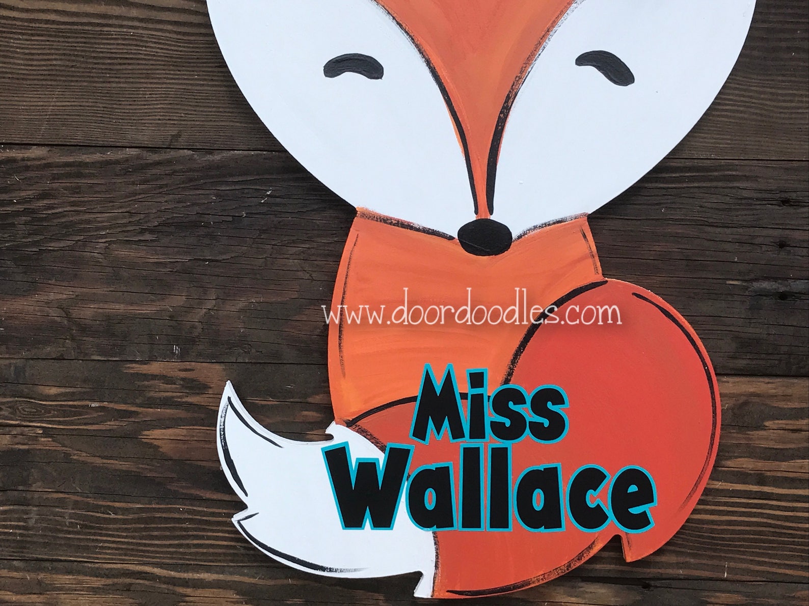 Fox Wooden Door Hang Hanger Hanging Door Doodles Wood Wooden Custom ...