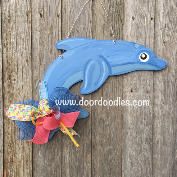 Dolphin Wooden Front Door Hang Hanger Hanging Door Doodles | Etsy