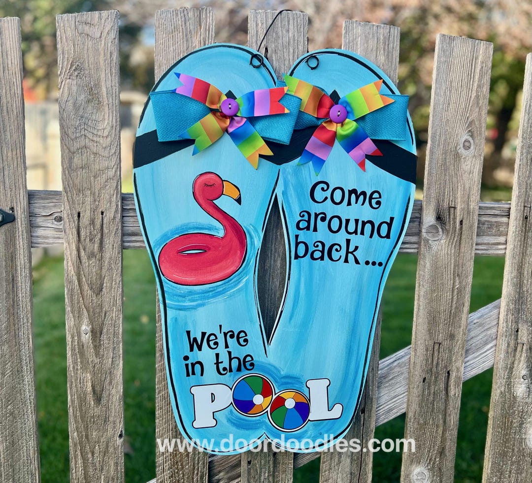 Swimming Pool Flip Flop Door Sign - Etsy
