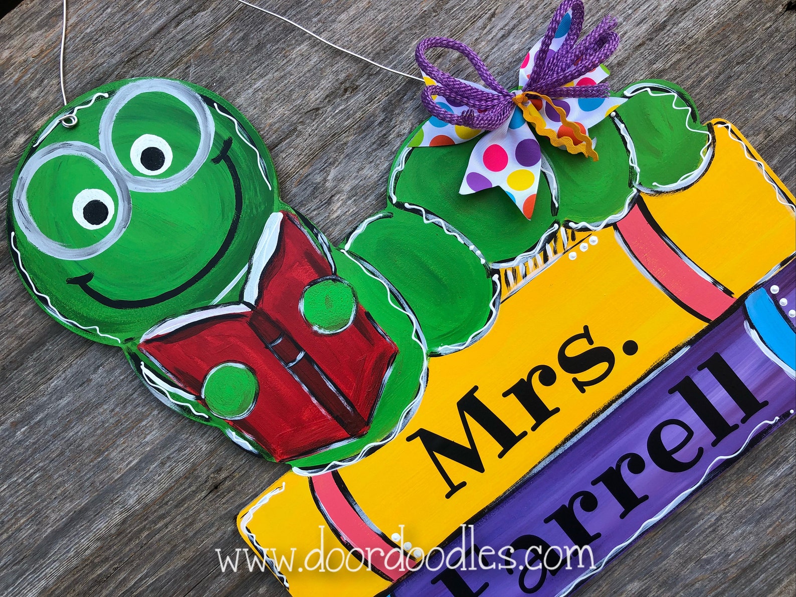 Books With Bookworm Book Worm Librarian Teacher Door Hanger Hanging ...