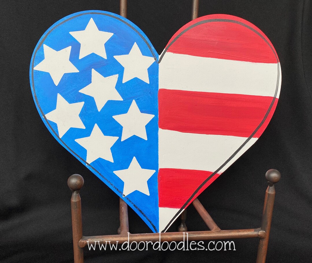 Patriotic Heart Flag Wreath Attachment - Etsy
