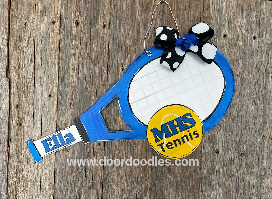 Tennis Racquet Racket and Ball Door Hanger Decoration - Any Team ...