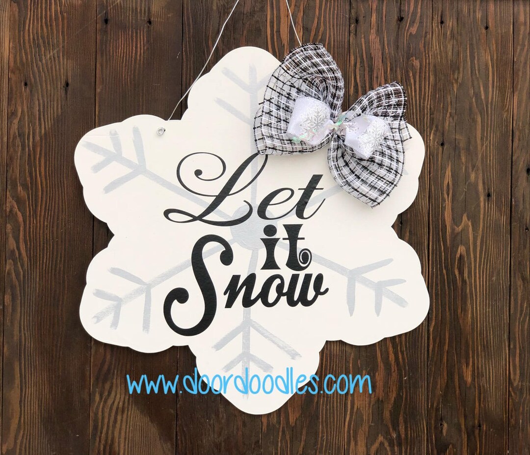Snowflake Let It Snow Door Hanger Winter Front Door Hanging Decoration ...