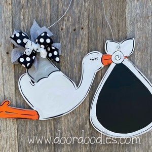 Stork Birth Announcement With Chalkboard Hospital Sign Front Door New ...