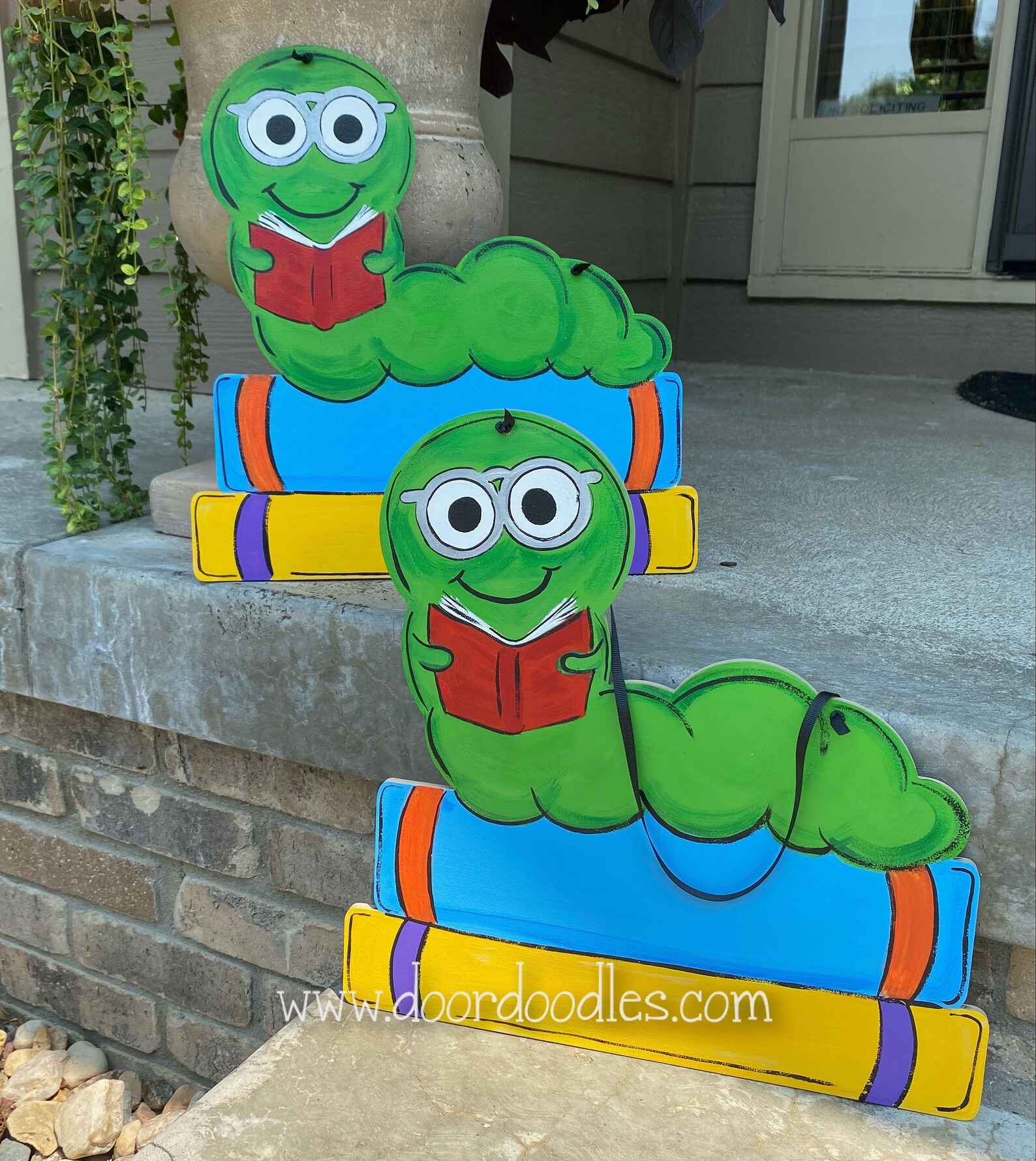 Books With Bookworm Book Worm Librarian Teacher Door Hanger Hanging ...