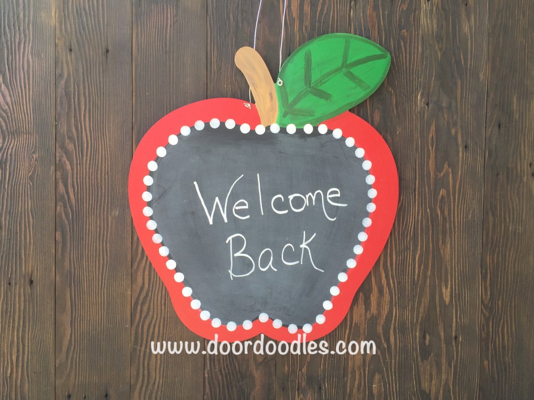 Apple With Chalkboard Center Classroom Sign or Front Door Hanger, Door ...