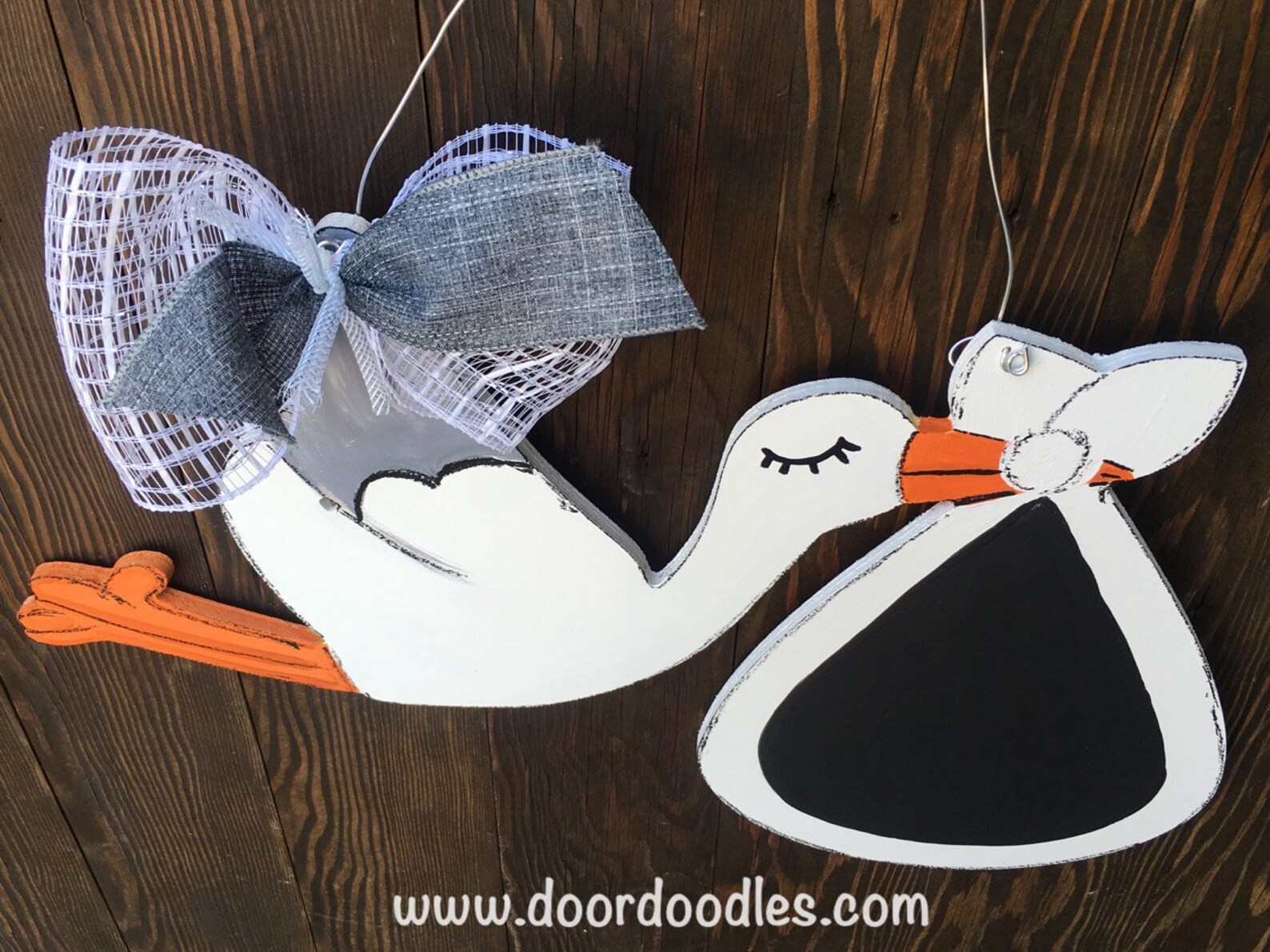 Stork Birth Announcement With Chalkboard Hospital Sign Front Door New ...