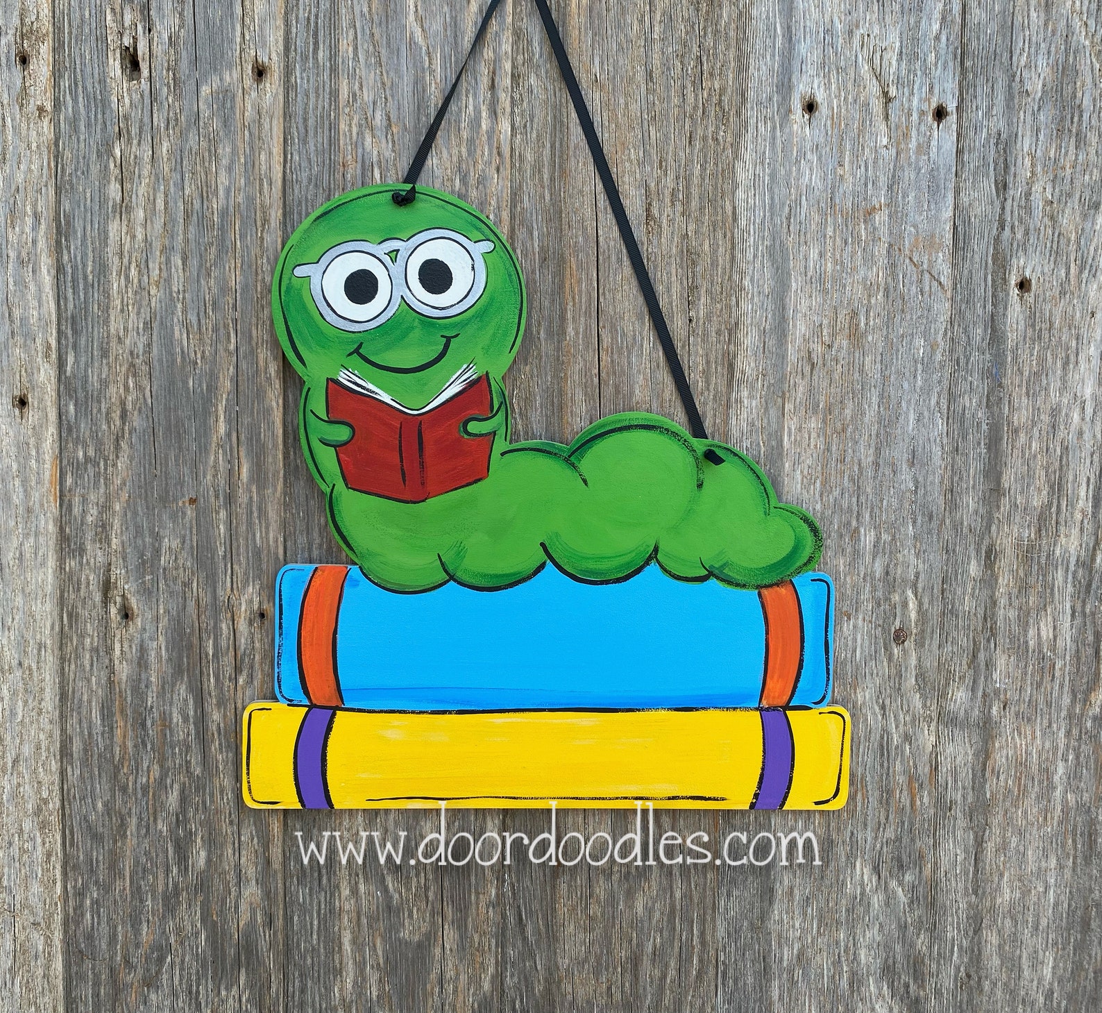 Books With Bookworm Book Worm Librarian Teacher Door Hanger Hanging ...