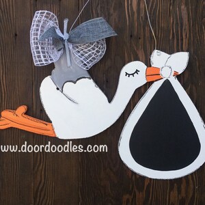 Stork Birth Announcement With Chalkboard Hospital Sign Front Door New ...