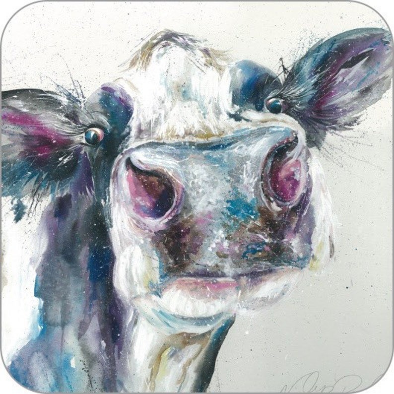 Designer Dairy Watercolour Cow Printed COW ART Single Coaster - Etsy