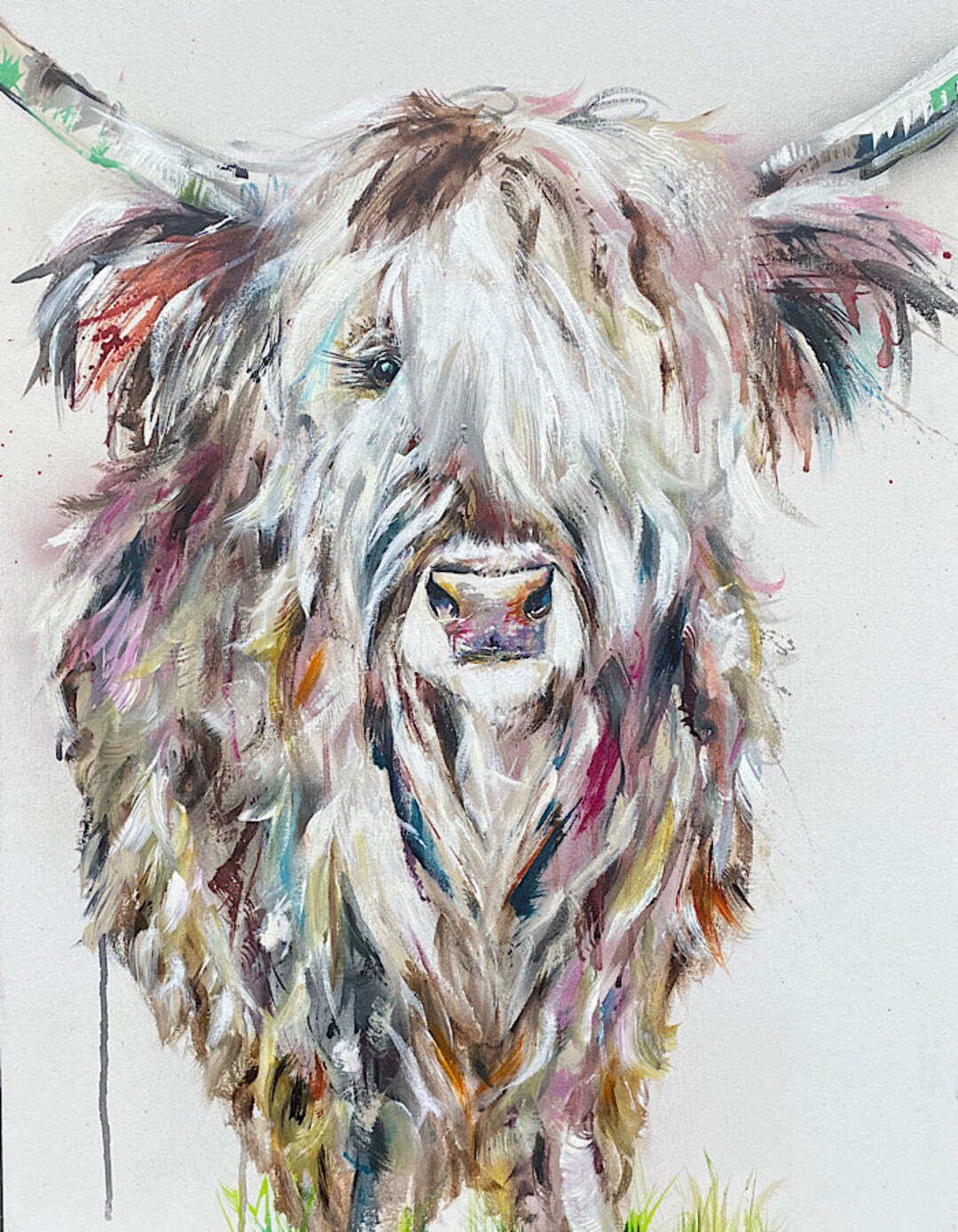 ORIGINAL Highland Cow Coo “ Lucy“ Painting . Collectable Cow Art Canvas ...