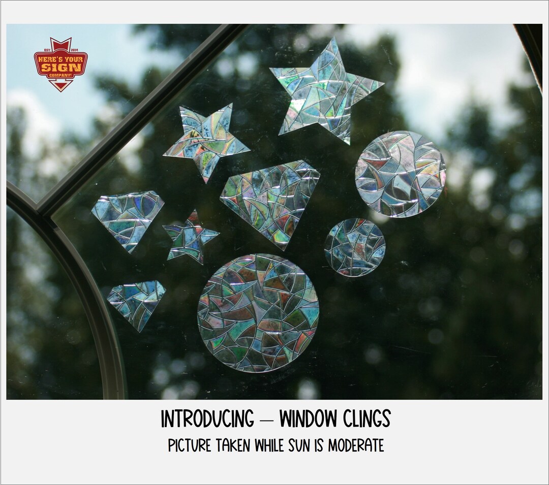 Geometric Shaped Window Clings. Circles, Diamonds, Stars. Sun Catcher ...