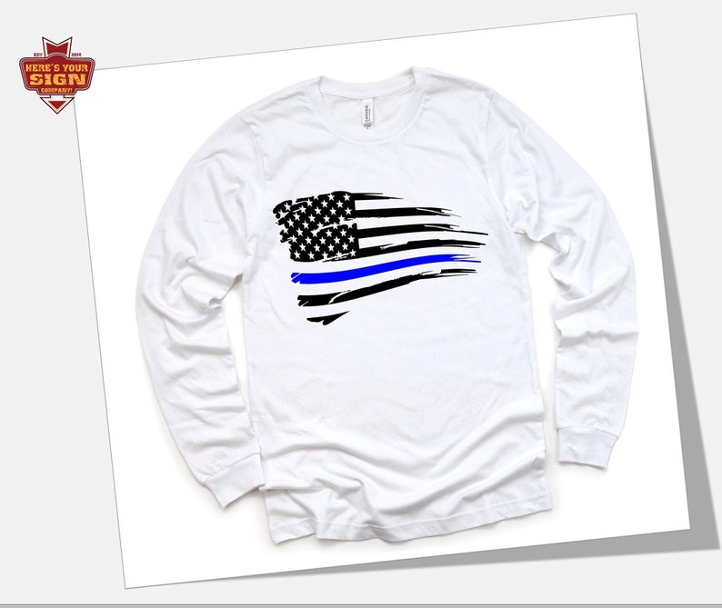 Police Thin Blue Line Tattered Flag Iron on Vinyl Decal. DIY Transfers ...