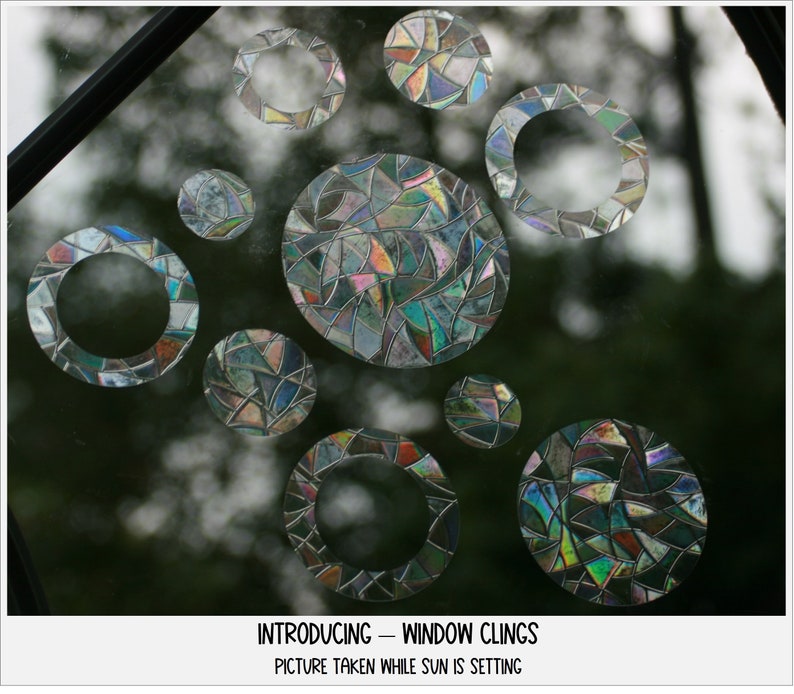 Rings and Circles Shaped Window Cling. Sun Catcher. Rainbow Window ...