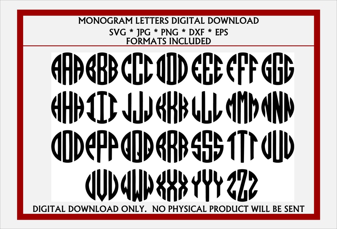 Circle Monogram Letters SVG- READ the Description Carefully. Digital ...