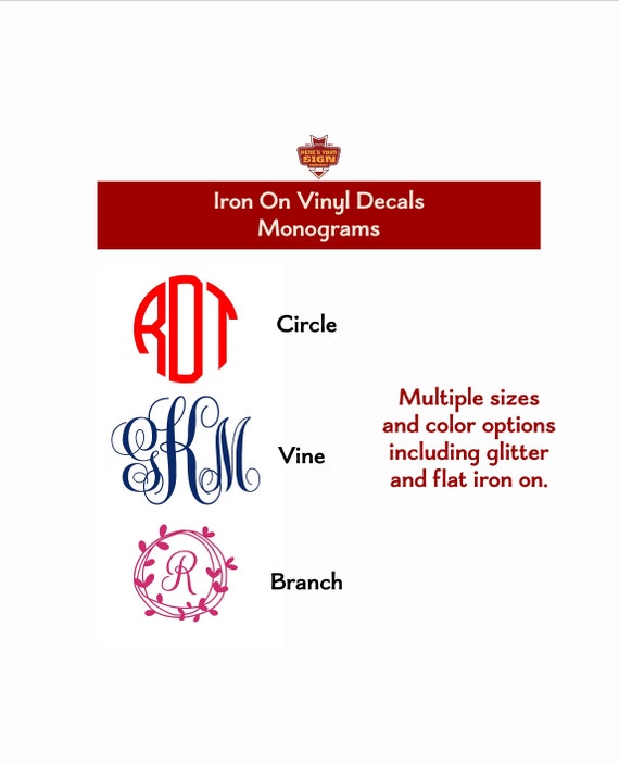 Personalized Custom Monogram Iron on Vinyl Decal Transfer in - Etsy