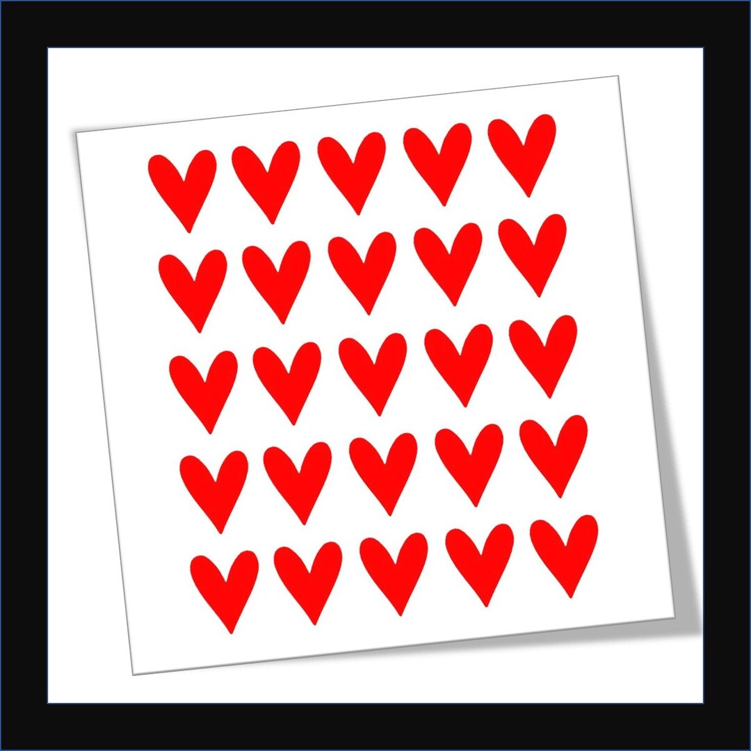 Sheet of 2 Vinyl Heart Decals / Stickers 25 Total Decals Gift Bag Decal ...