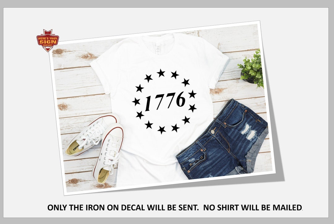 1776 Patriotic Iron on Decal, DIY Custom Iron on Vinyl Transfer Decal ...