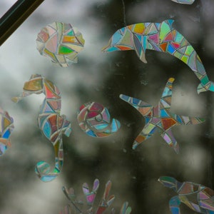 Sea Life Window Clings. Shark, Dolphin, Seahorse, Shell Sun Catcher ...