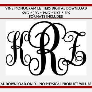 Vine Monogram Letters SVG, JPG, Dxf, EPS, and Png. Digital Download Cut ...