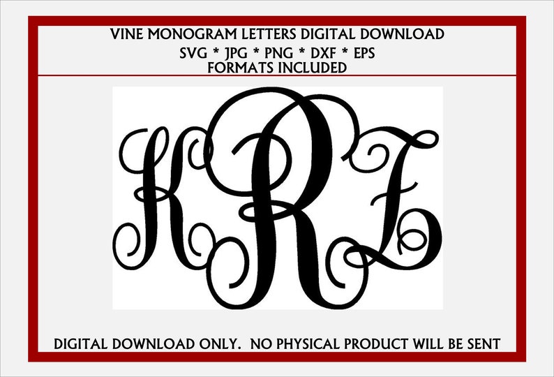 Vine Monogram Letters SVG JPG Dxf EPS and Png. Digital - Etsy