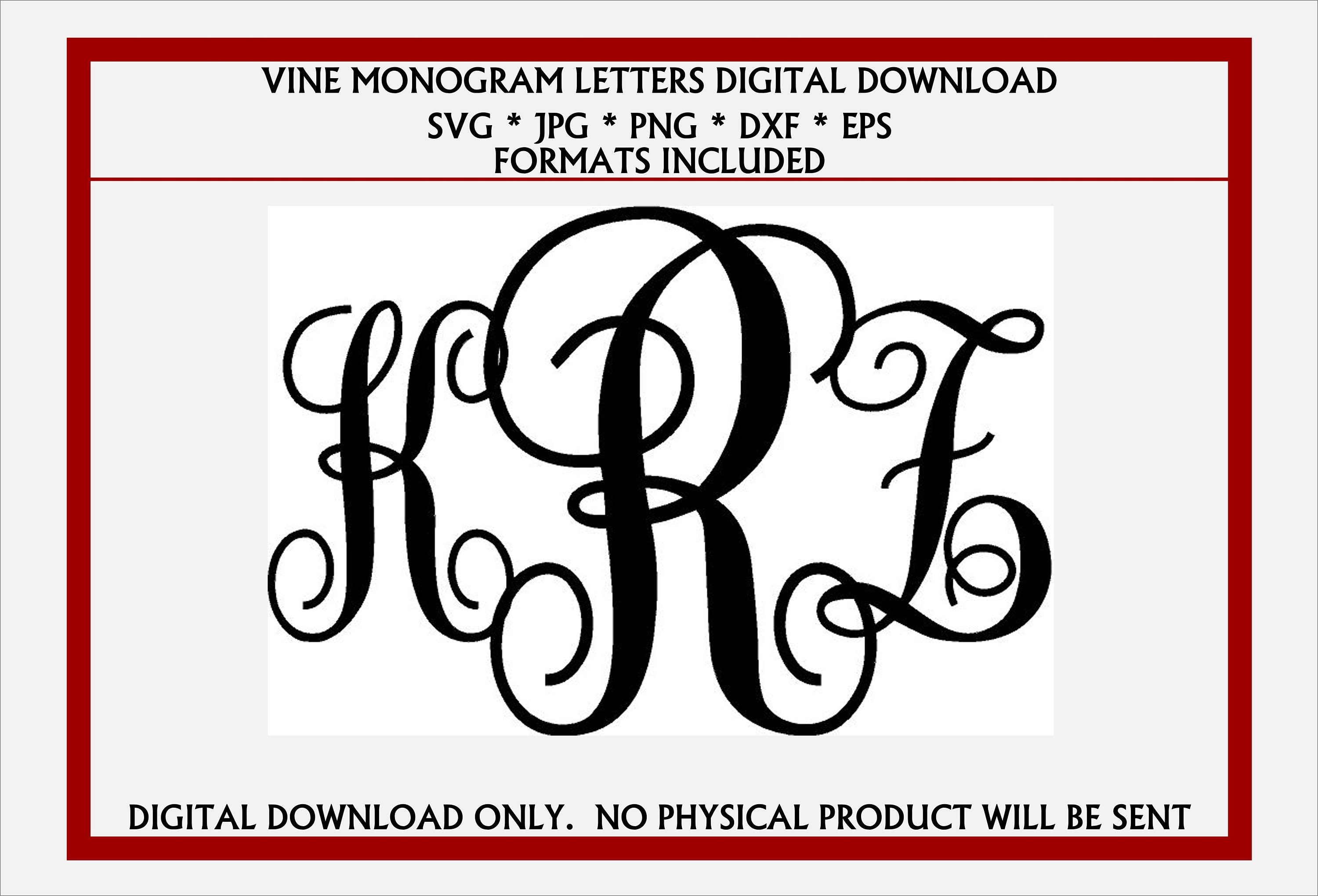 Vine Monogram Letters SVG, JPG, Dxf, EPS, and Png. Digital Download Cut ...