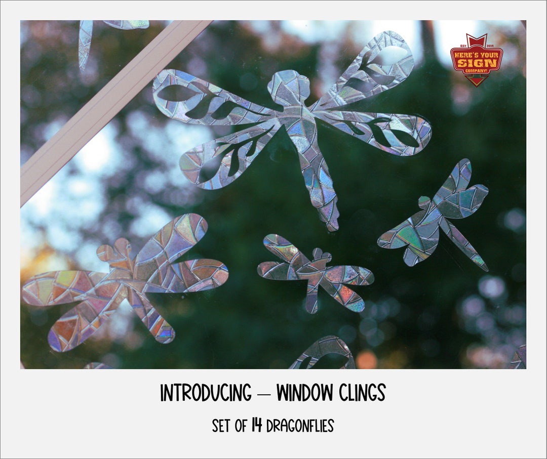 Dragonfly Window Clings. Sun Catcher. Rainbow Window Prism Decoration ...