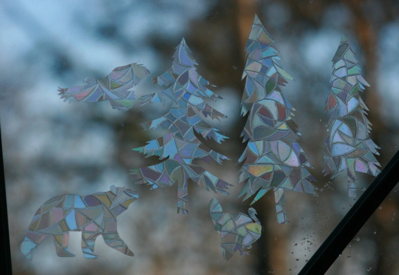 Woodland Animals & Trees Window Clings. Set of 10. Sun | Etsy