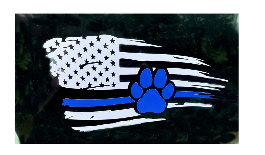 Police Dog Tattered Flag Vinyl Sticker / Decal. Thin Blue Line Sticker ...