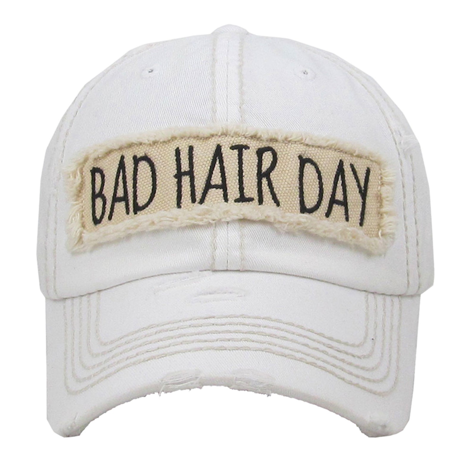 BAD HAIR DAY Distressed Denim Cap for Ladies, Messy Hair Hat for Women ...
