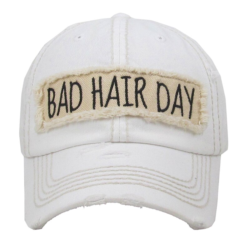 BAD HAIR DAY Distressed Denim Cap for Ladies, Messy Hair Hat for Women ...
